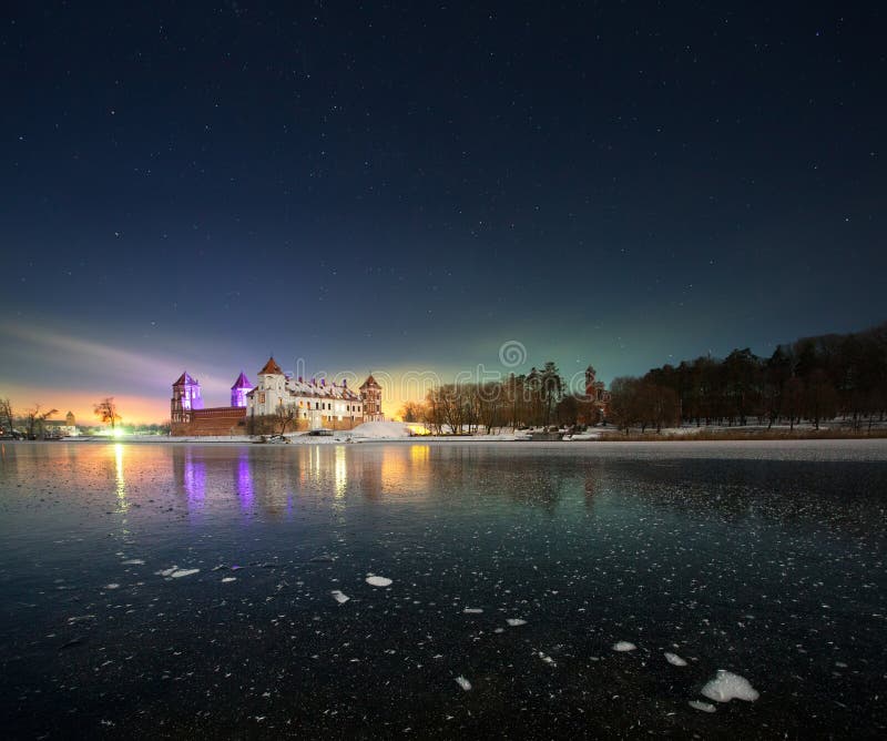 Ancient castle at night stock photo. Image of stars, building - 65205358