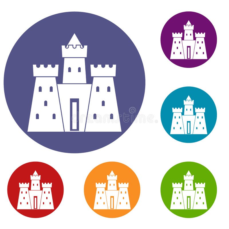 Castle Tower Icons Circle Stock Illustrations – 142 Castle Tower Icons ...