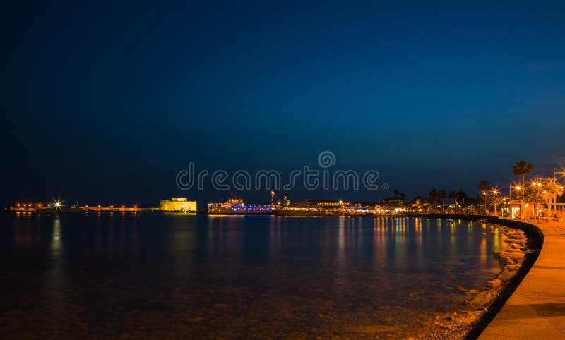 Ancient Castle in Paphos at Sunset, Cyprus Stock Image - Image of quay ...