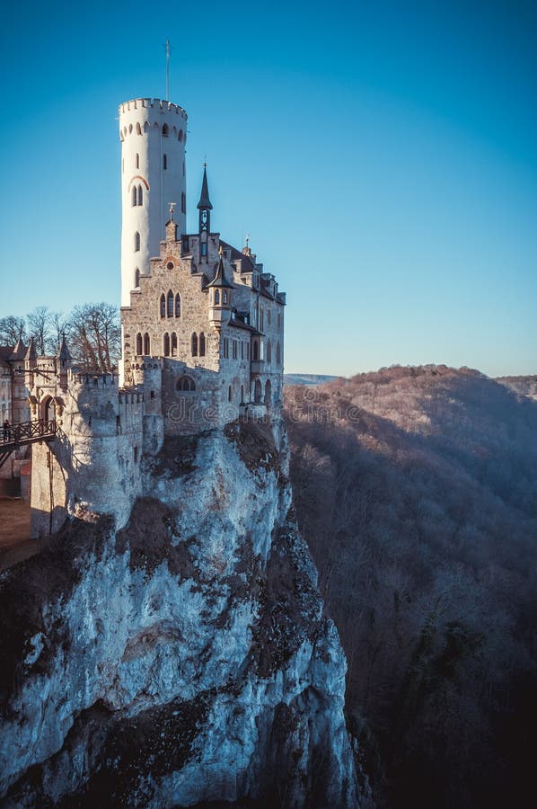 Ancient Castle on the Rock with a Deep Forest and Blue Sky on the ...