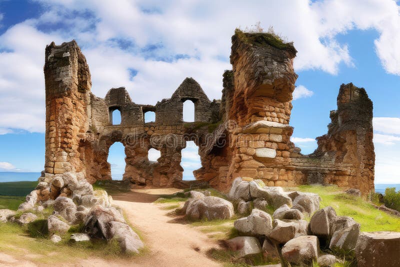 Ancient Castle Ruins Outdoors Stock Image - Image of architecture ...