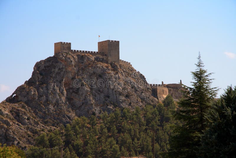 Ancient Castle Sax in Alicante Spain. Stock Image - Image of blue ...
