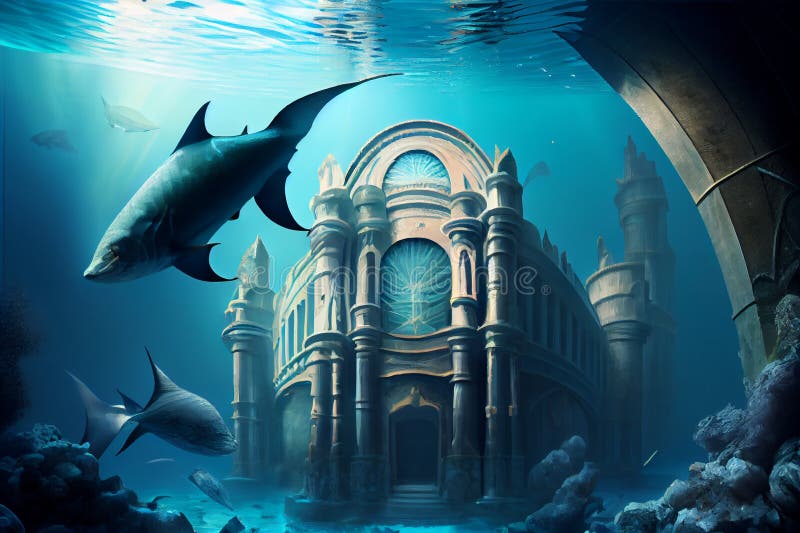An Ancient Castle Stands at the Bottom of the Ocean. AI Generated Stock ...