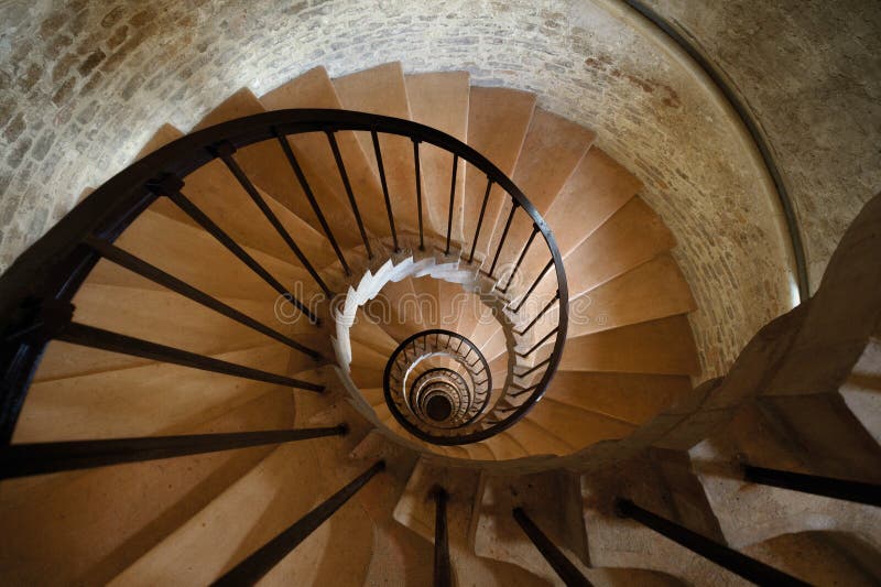 Ancient Castle Tower Interior with Spiral Staircase Stock Image - Image ...