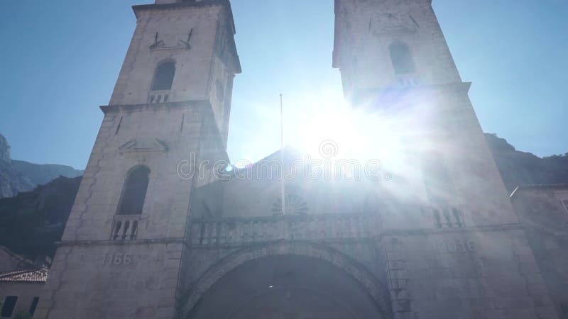 Ancient Cathedral, Two Bell Towers, Towers Old Town Square. Against ...