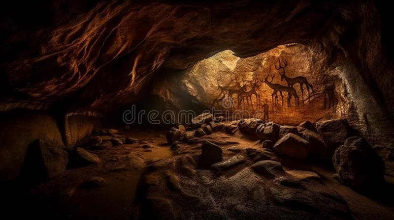 Ancient Cave Art Wallpaper Background Ai Generated Stock Illustration ...