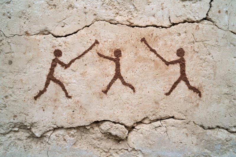 Ancient Cave Drawings of Stick Figures Stock Illustration ...
