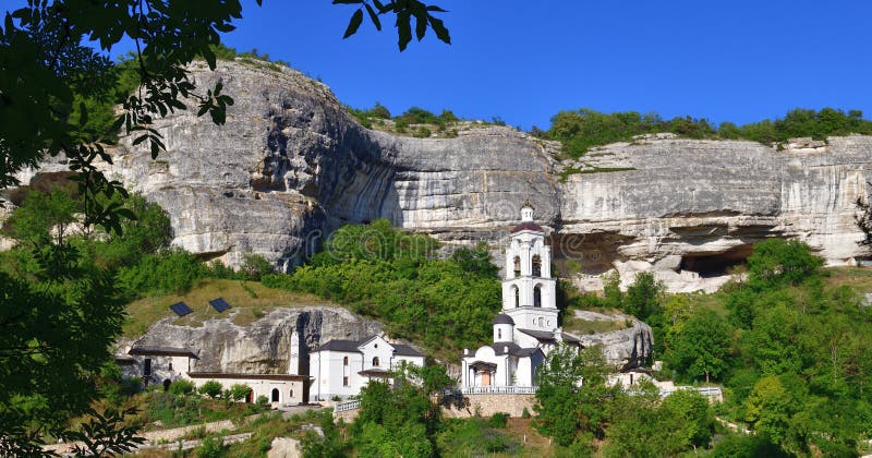 .Ancient Cave Holy Dormition Monastery in Bakhchisaray, Crimea Stock ...