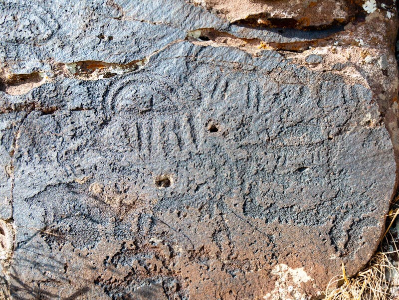 Ancient Cave Paintings. Petroglyphs in the Wild. Stock Photo - Image of ...