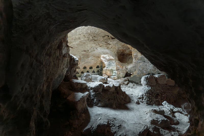 Ancient Cave with a Rock-Cut Dovecote with Nesting Holes Stock Image ...