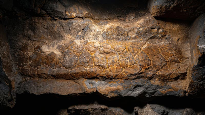 Ancient Cave Wall with Intricate Rock Formations Stock Illustration ...