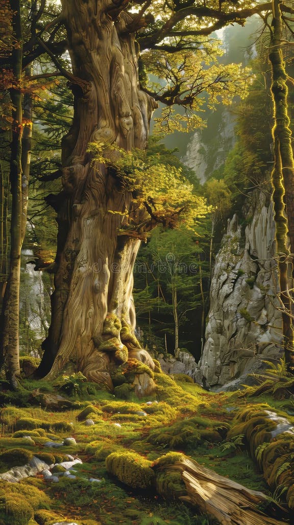 Ancient Cedar Forests with Centuries-old Giants Stock Illustration ...