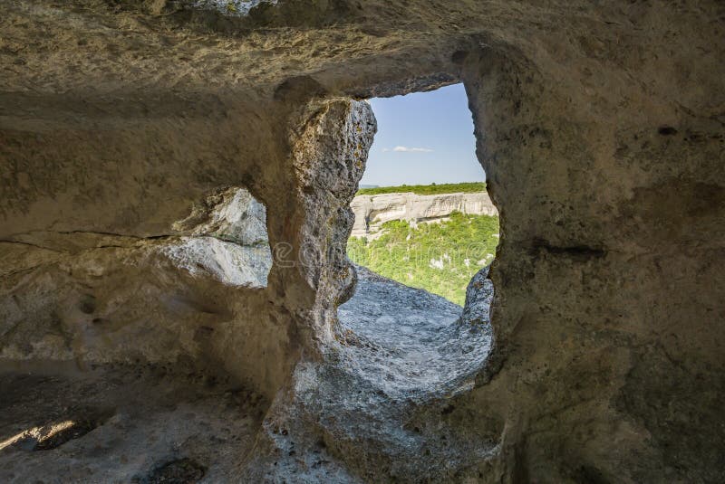 Ancient Cell in a Cave in Eski Kermen 2 Stock Photo - Image of doors ...