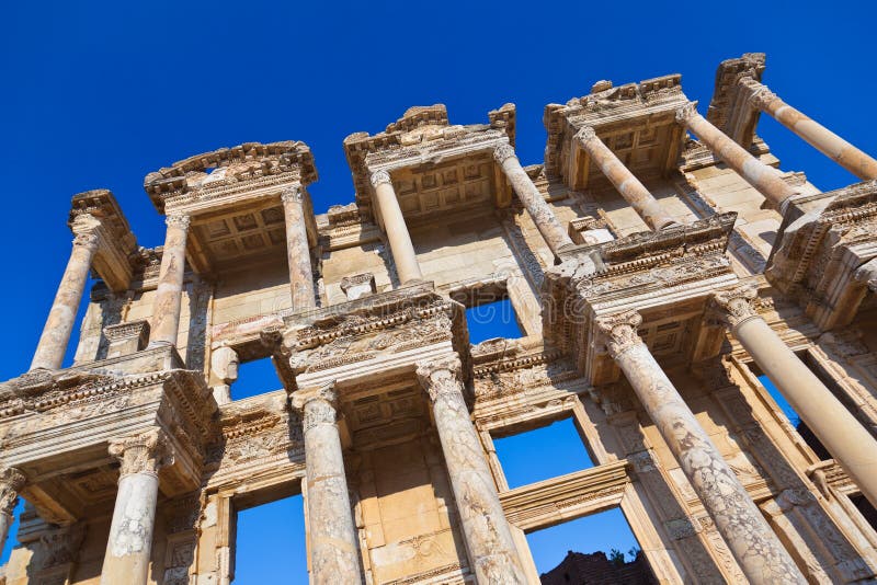 Ancient Celsius Library in Ephesus Turkey Stock Photo - Image of ...