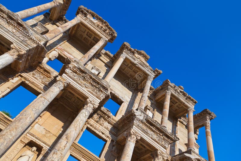 Ancient Celsius Library in Ephesus Turkey Stock Image - Image of ...