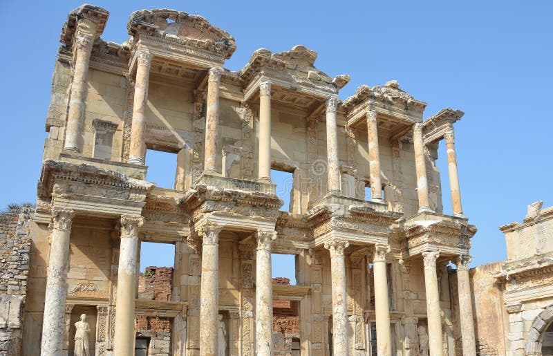Ancient Celsius Library in Ephesus Turkey Stock Image - Image of ...