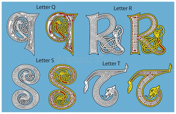 Ancient Celtic alphabet stock vector. Illustration of figure - 18859804
