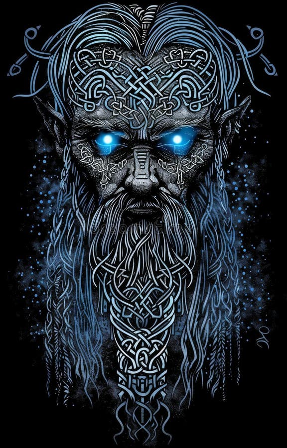 Ancient Celtic Guardian Face with Blue Eyes Stock Image - Image of ...