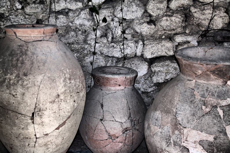 Ancient ceramic pitchers stock image. Image of time, olden - 20058737
