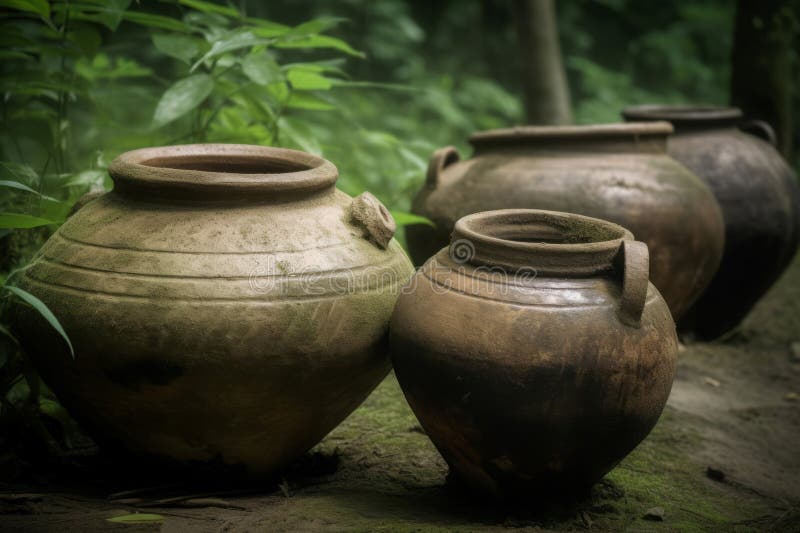 Ancient Ceramic Pots Old Objects. Generate Ai Stock Illustration ...
