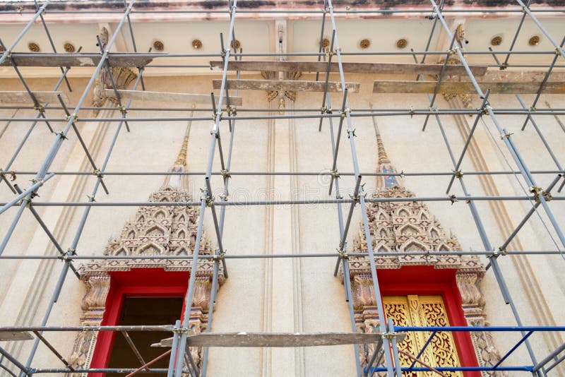 Ancient Chapel Was Renovated with Scaffolding Stock Photo - Image of ...