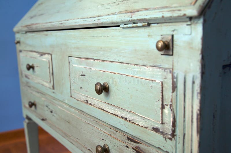 Ancient chest of drawers stock image. Image of blue, metal - 10716083