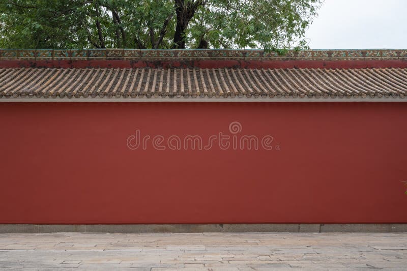 Ancient Chinese Architecture, Red Fence Stock Photo - Image of outside ...