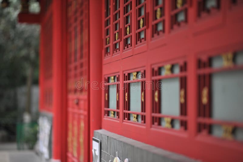 Ancient Chinese Architecture with Red Windows Stock Photo - Image of ...