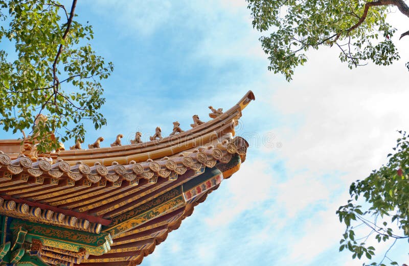 Ancient Chinese Architecture Under the Blue Sky Stock Image - Image of ...