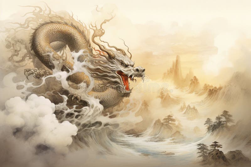 Ancient Chinese Brush Paintings of Wise and Mythic Stock Illustration ...