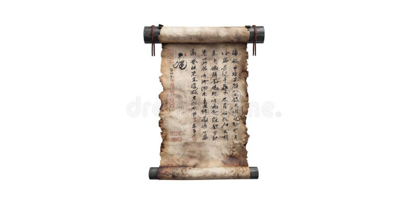 Ancient Chinese Calligraphy Scroll with Traditional Script Aged Paper ...