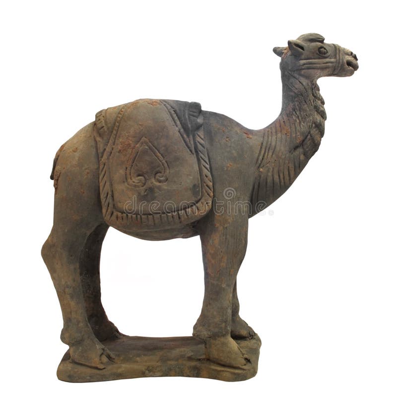 Ancient Chinese Clay Camel Figure Isolated Stock Photo - Image of camel ...