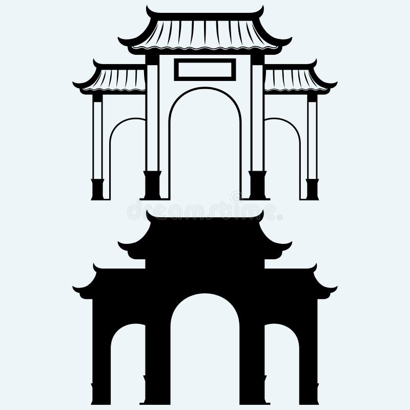Ancient Chinese gate stock vector. Illustration of pagoda - 59015607