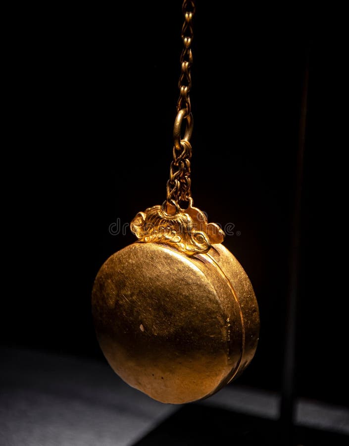 Ancient Chinese Gold Box with Chain Editorial Image - Image of ...