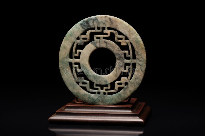 Ancient Chinese Jade Coin with Calligraphy Stock Photo - Image of ...