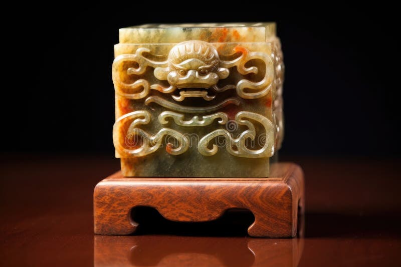 Ancient Chinese Jade Seal with Ornate Design Stock Illustration ...