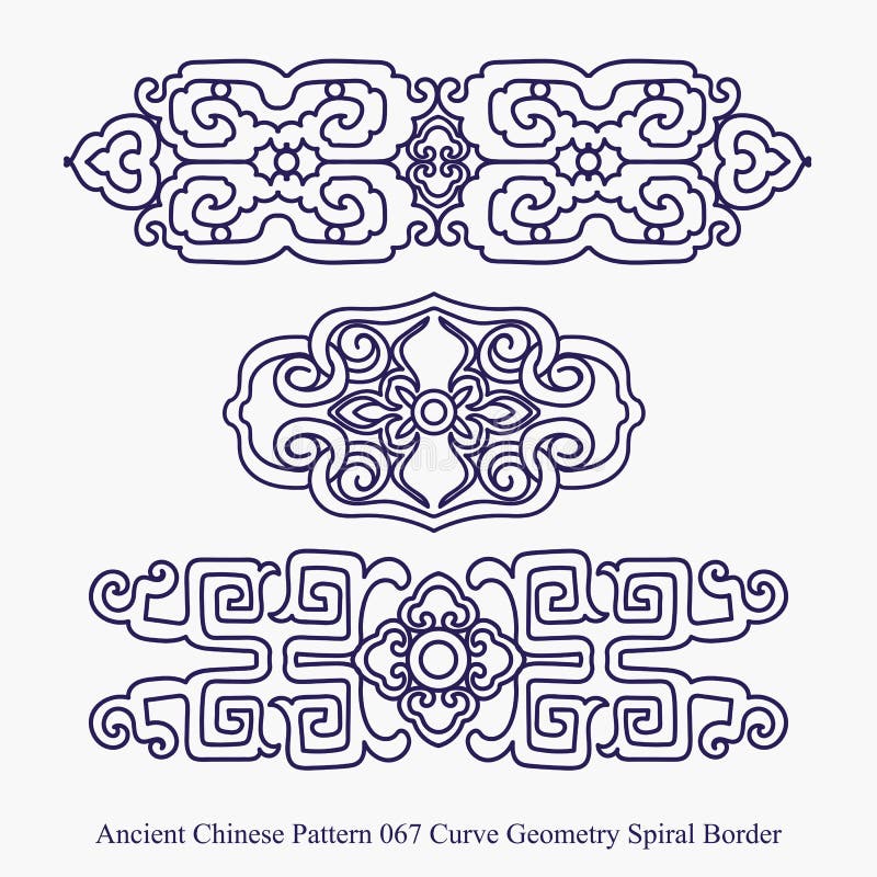 Ancient Chinese Pattern of Curve Geometry Spiral Border Stock Vector ...