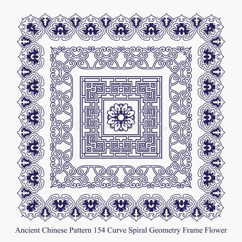 Ancient Chinese Pattern of Curve Spiral Geometry Frame Flower Stock ...