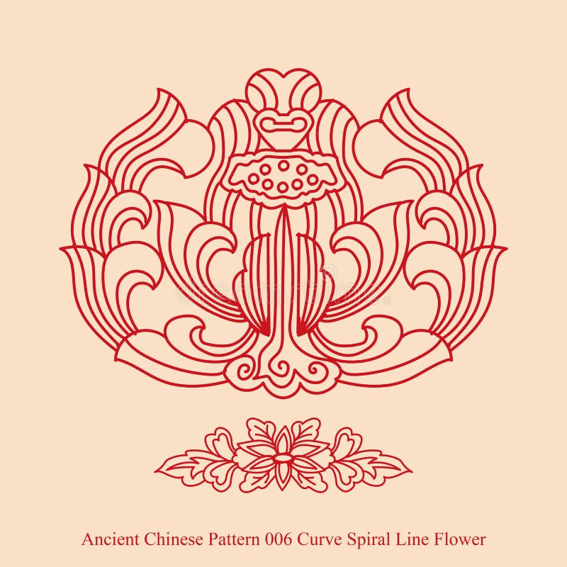 Ancient Chinese Pattern_006 Curve Spiral Line Flower Stock Vector ...