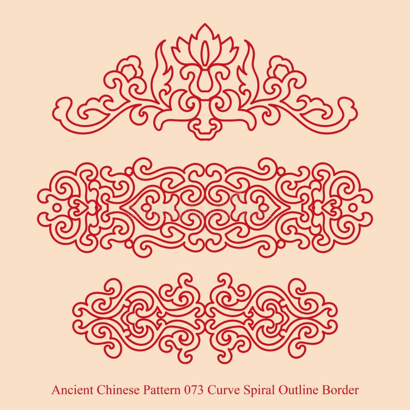 Ancient Chinese Pattern_073 Curve Spiral Outline Border Stock Vector ...