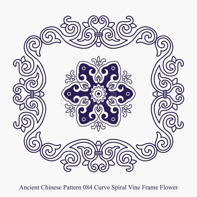 Ancient Chinese Pattern of Curve Spiral Vine Frame Flower Stock Vector ...