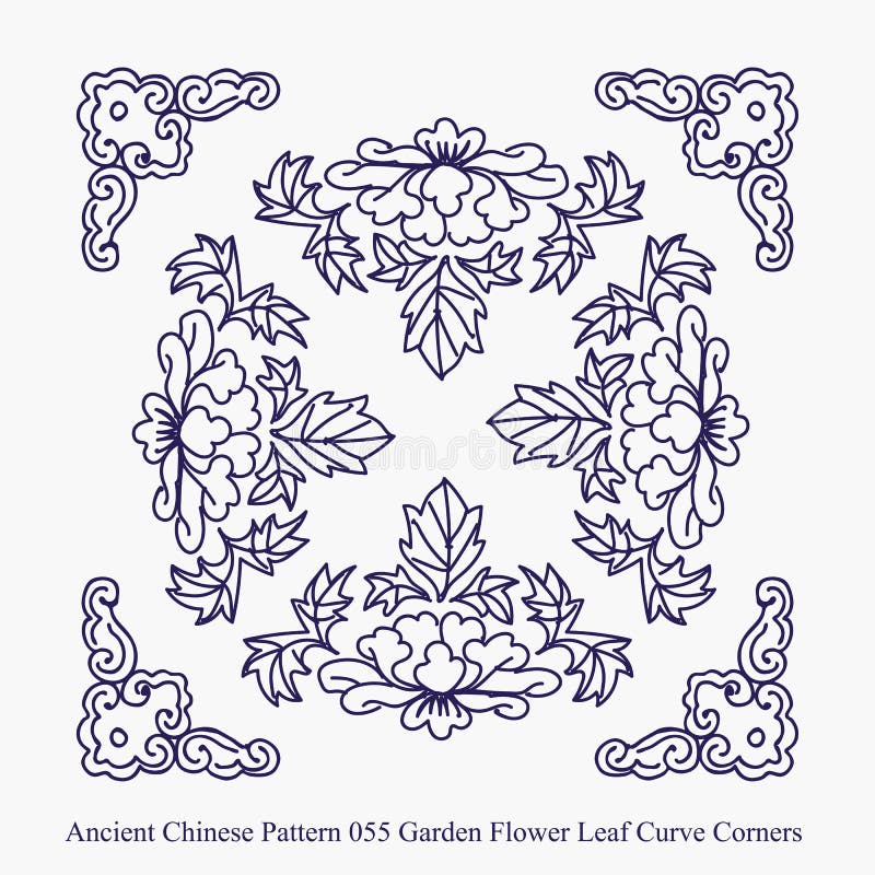 Ancient Chinese Pattern of Garden Flower Leaf Curve Corners Stock ...