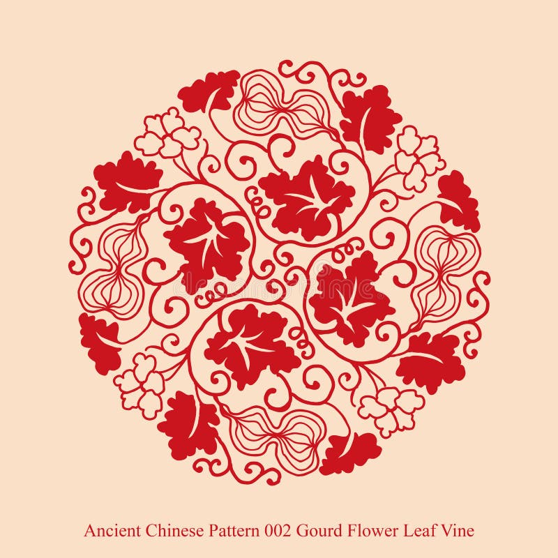 Ancient Chinese Pattern_002 Gourd Flower Leaf Vine Stock Vector ...