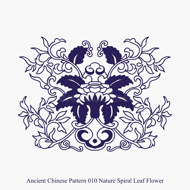 Ancient Chinese Pattern of Nature Spiral Leaf Flower Stock Vector ...