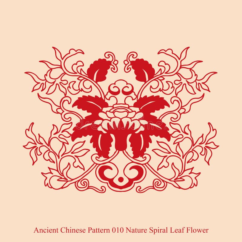 Ancient Chinese Pattern_010 Nature Spiral Leaf Flower Stock Vector ...