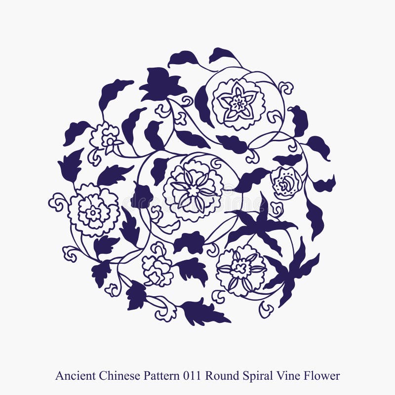 Ancient Chinese Pattern of Round Spiral Vine Flower Stock Vector ...
