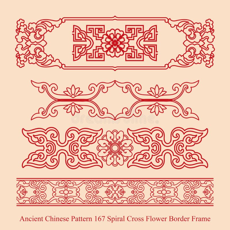 Ancient Chinese Pattern of Spiral Cross Flower Border Frame Stock ...