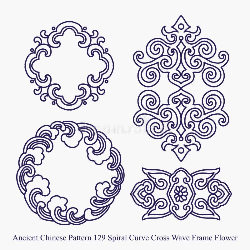 Ancient Chinese Pattern of Spiral Curve Cross Wave Frame Flower Stock ...
