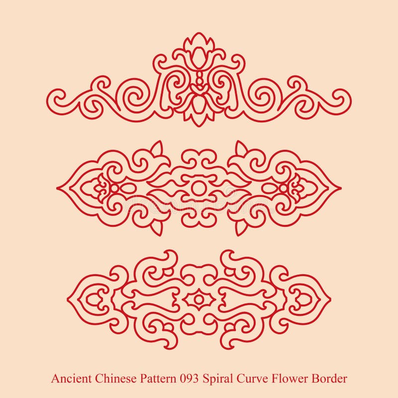 Ancient Chinese Pattern_113 Curve Spiral Wave Flower Border Stock ...