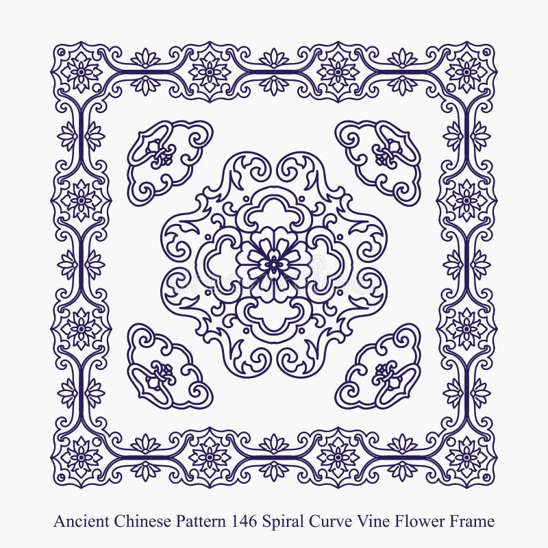 Ancient Chinese Pattern of Spiral Curve Vine Flower Frame Stock Vector ...